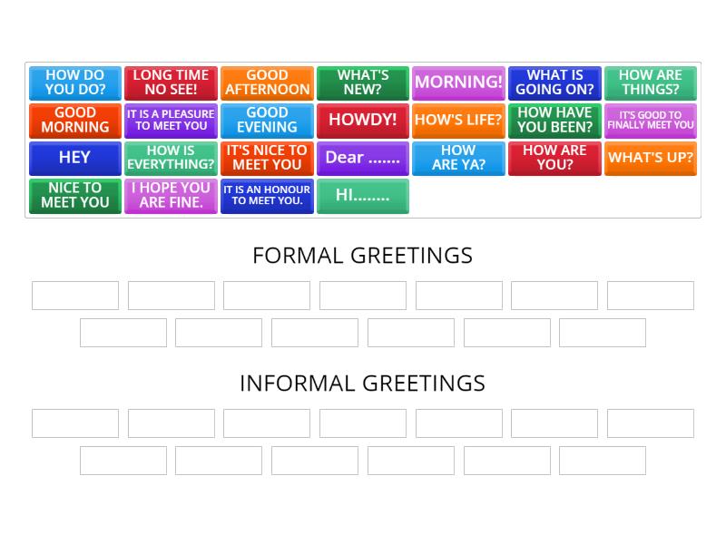 FORMAL AND INFORMAL GREETINGS - Group sort