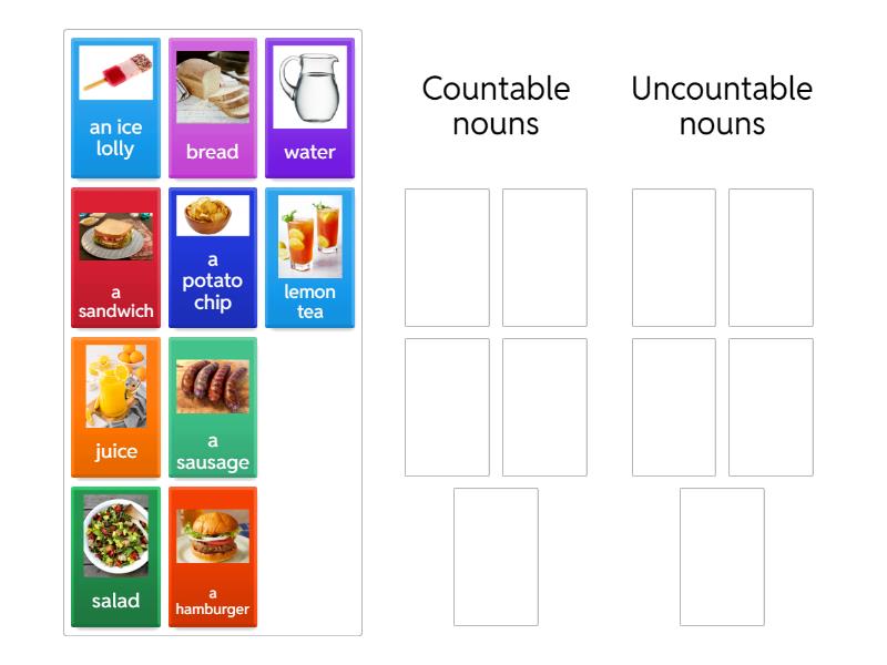2B Unit 5: Countable and uncountable food nouns - Group sort