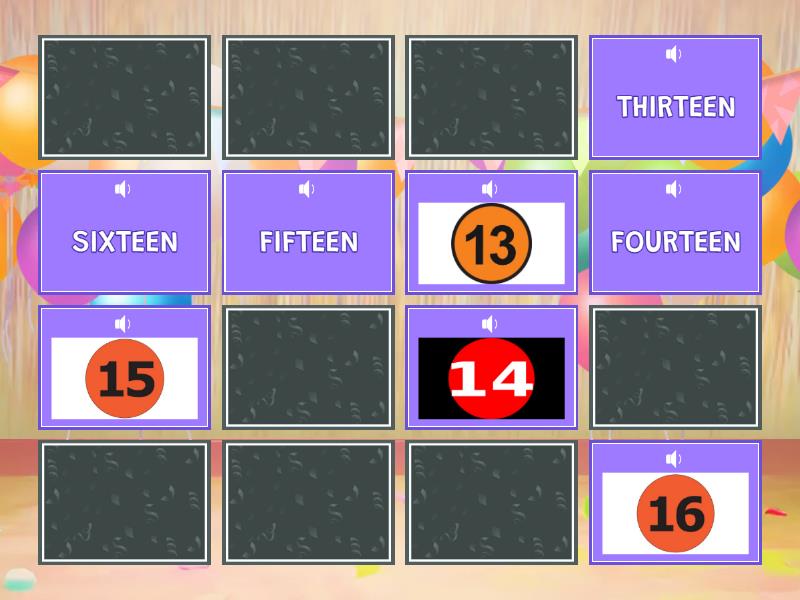 game, numbers from 11 to 20 - Memory