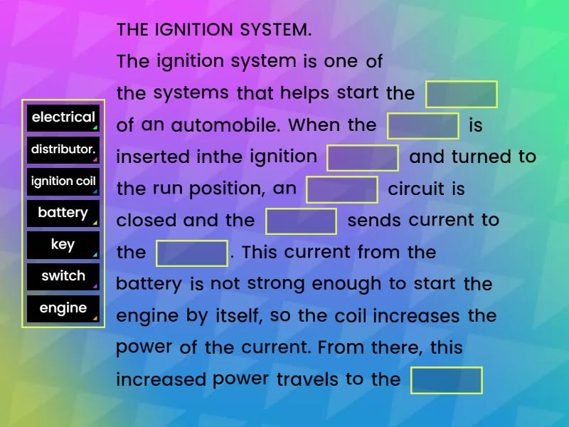 BK 20 - LESSON 3 - VOCABULARY 1: THE IGNITION & FUEL SYSTEM - Complete ...