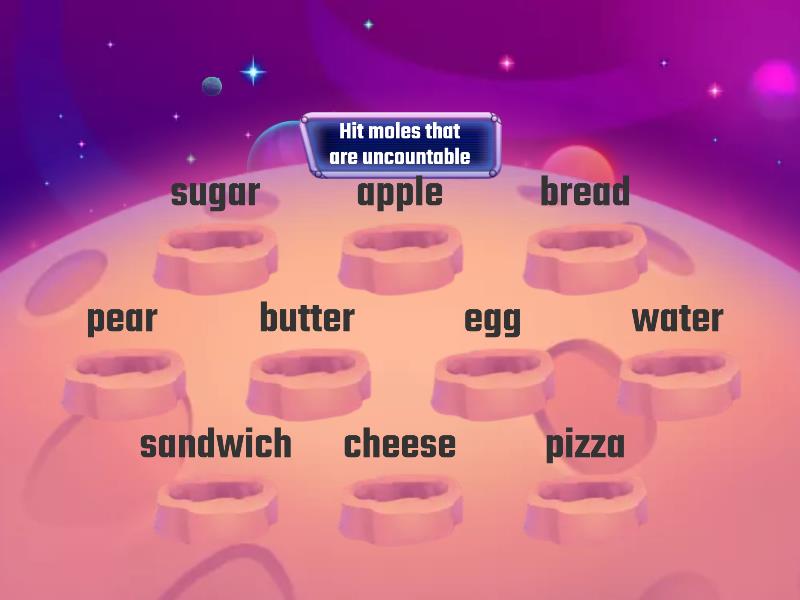 Countable / Uncountable nouns - Whack-a-mole