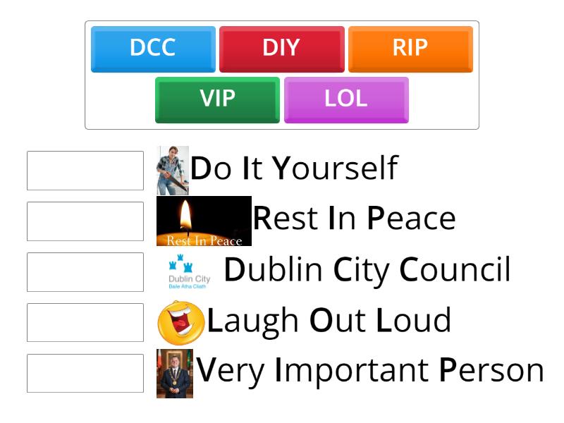 common abbreviations (simple version) - Match up