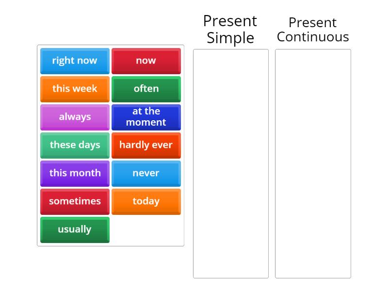 L#4 P2 Present Simple vs Present Continuous - Group sort