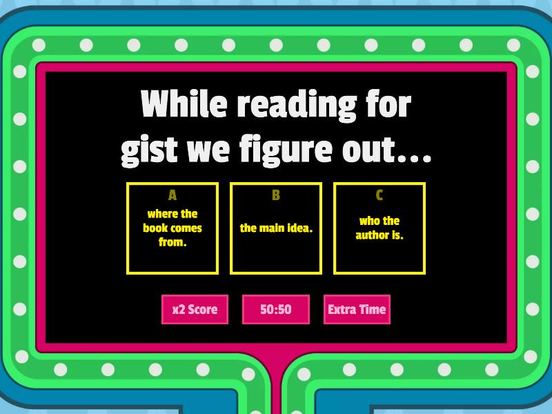 Reading for gist - Gameshow quiz