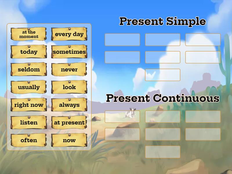 1. Present Simple | present continuous markers - Group sort