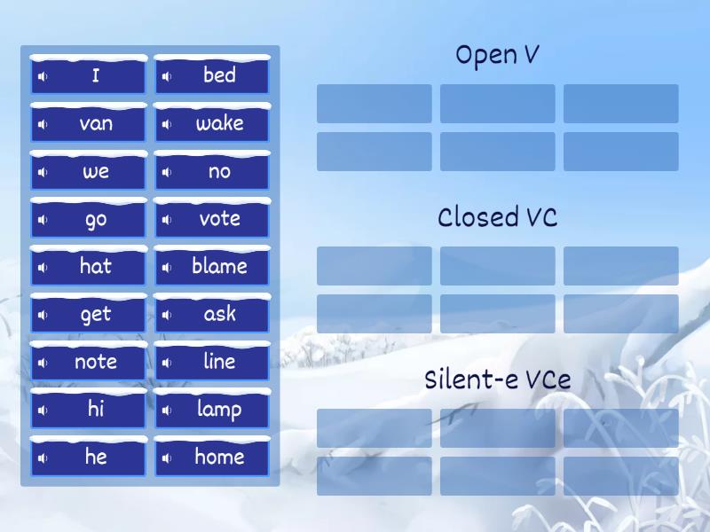 Syllable Sort - Open Closed and Silent-e - Group sort