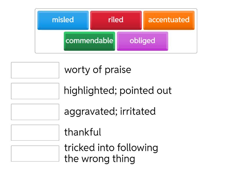 Thunder Rose vocabulary - Match up