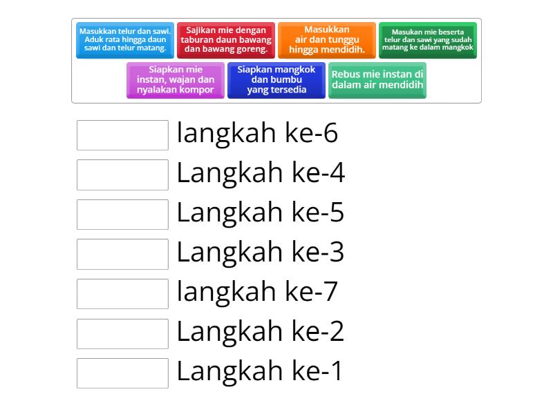 Teks Prosedur Cara membuat mie instan - Match up Teks Prosedur Cara membuat mie instan - Match up