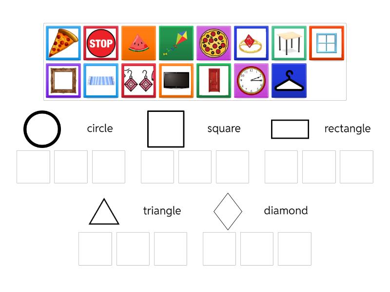 2D shapes circle, square , rectangle , triangle and diamond - Group sort