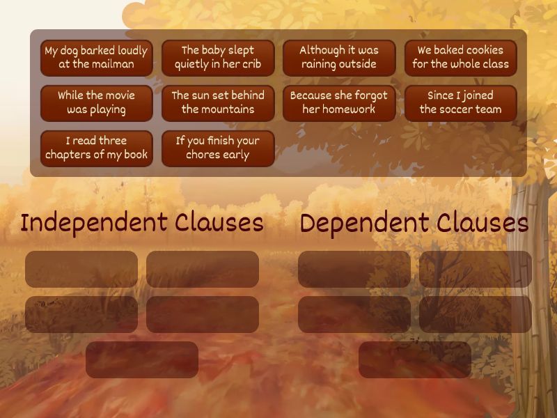 Independent and Dependent Clauses - Group sort