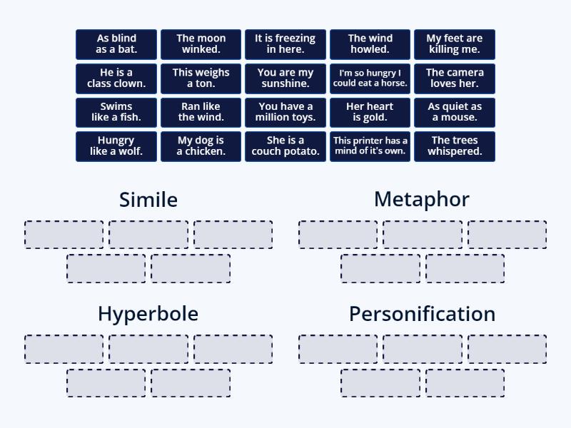 Simile, Metaphor, Hyperbole, Personification - Group sort