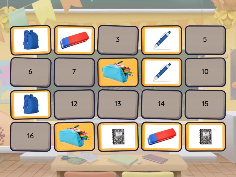 Memory Game - School Supplies - Matching pairs