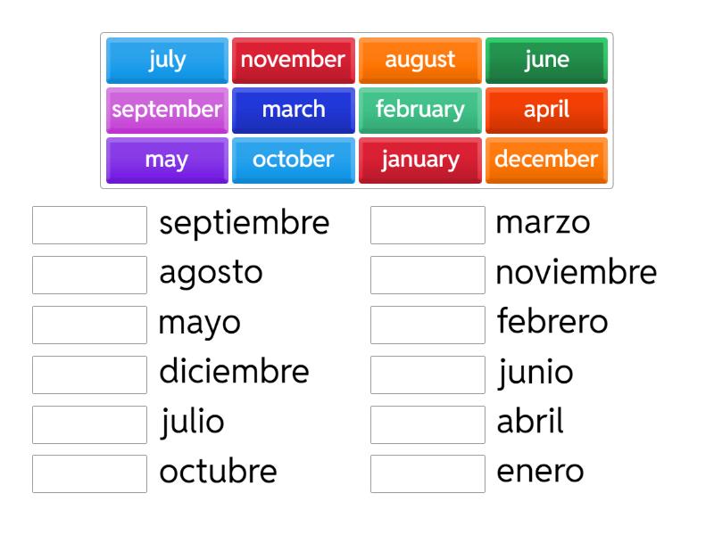 Los meses del año- - Match up