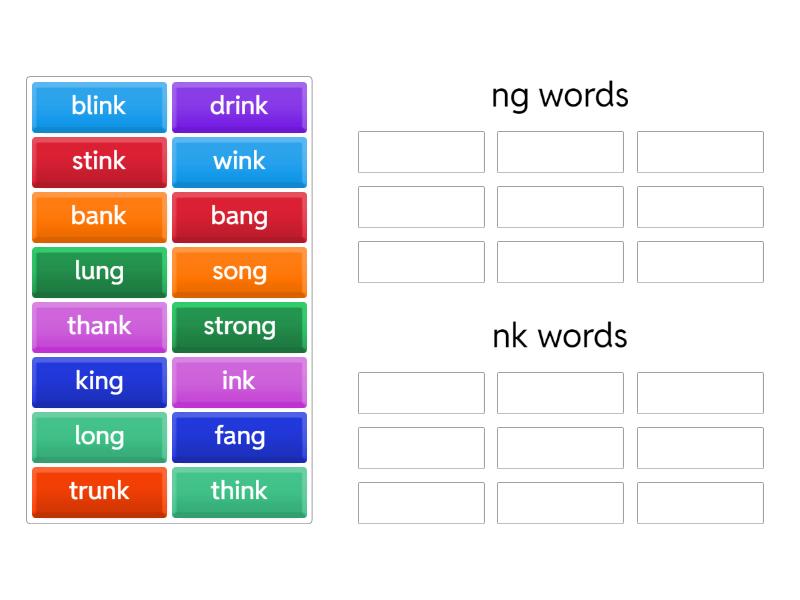 ng and nk words - Group sort