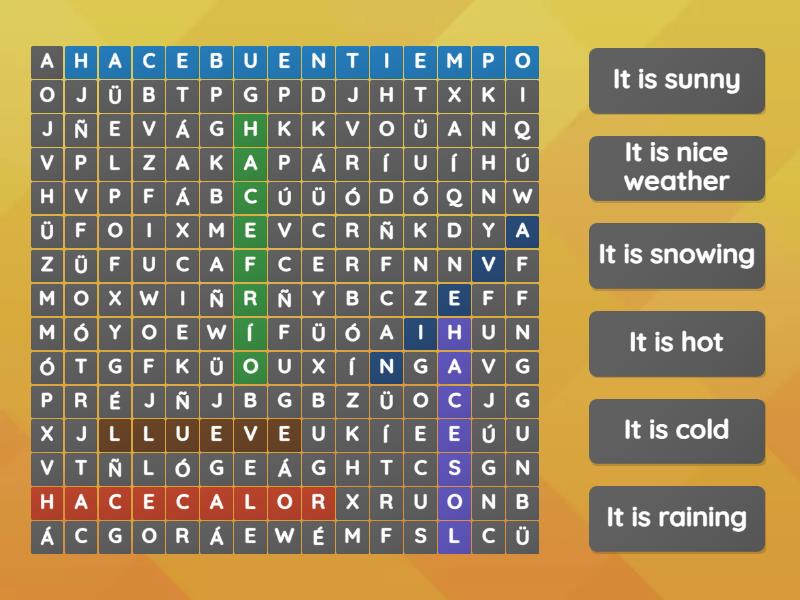 El tiempo - Wordsearch