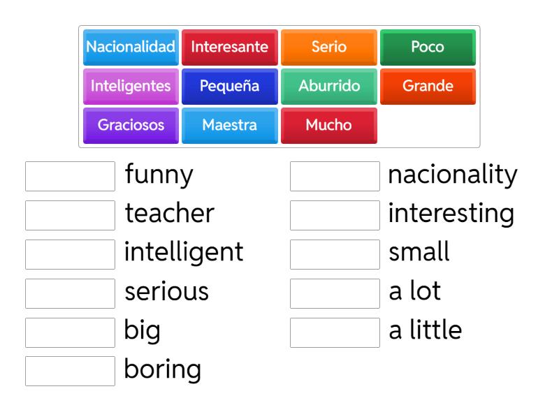 Vocabulario Alumnos y Cursos - Une las parejas