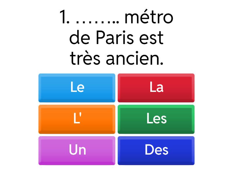 Les articles définis et indéfinis - Quiz
