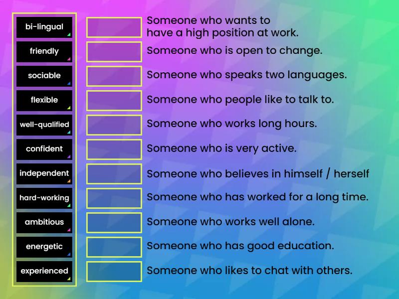 B1: Adjectives for describing employee work qualities - Match up