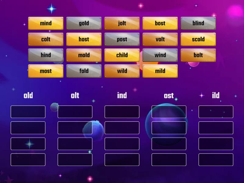 Wild old words - Group sort