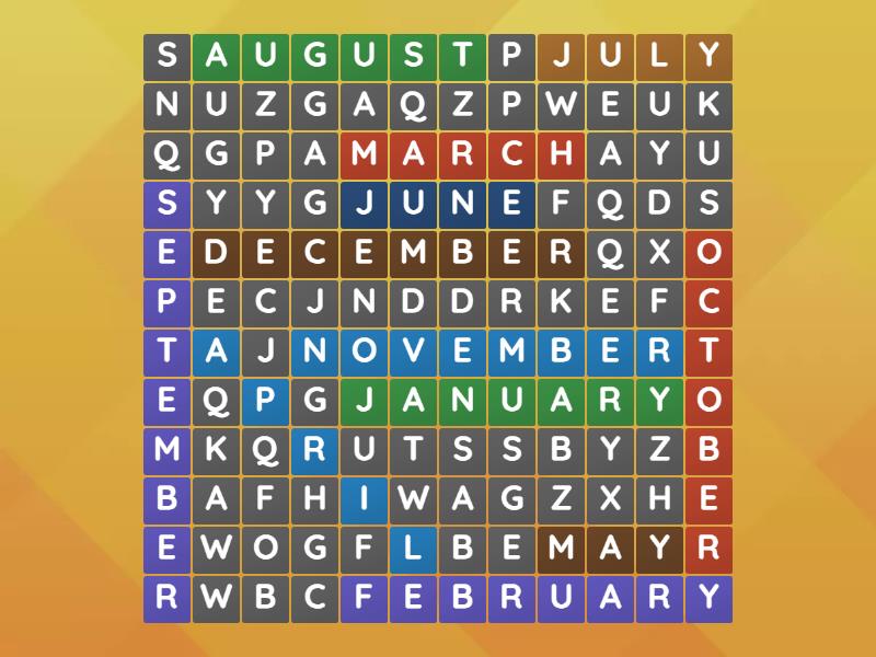 MONTHS OF THE YEAR - Wordsearch