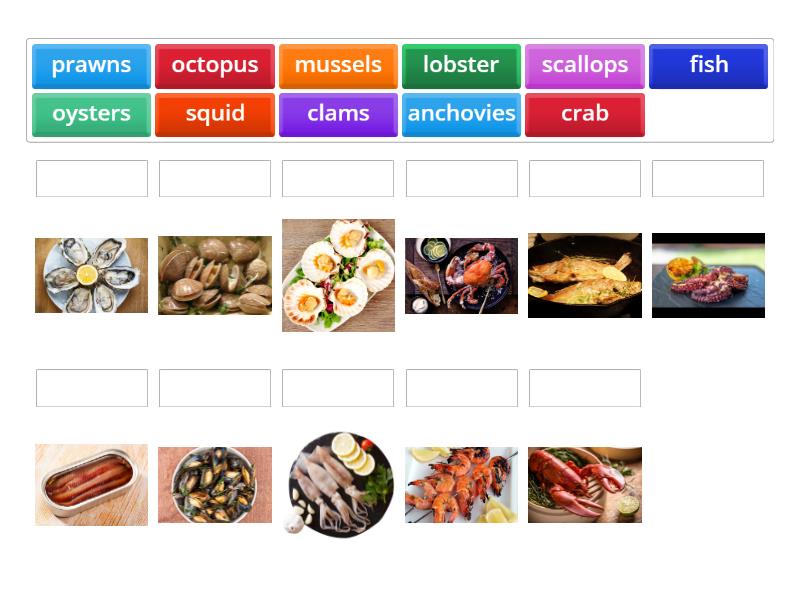 Food Vocabulary 2 - Seafood - Une las parejas