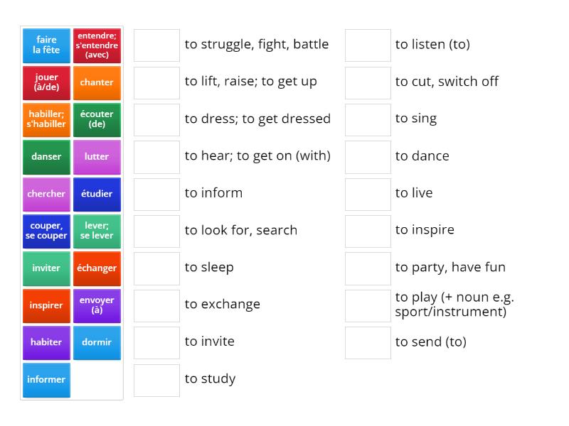 Edexcel GCSE French-Friendship verbs part 2 - Match up