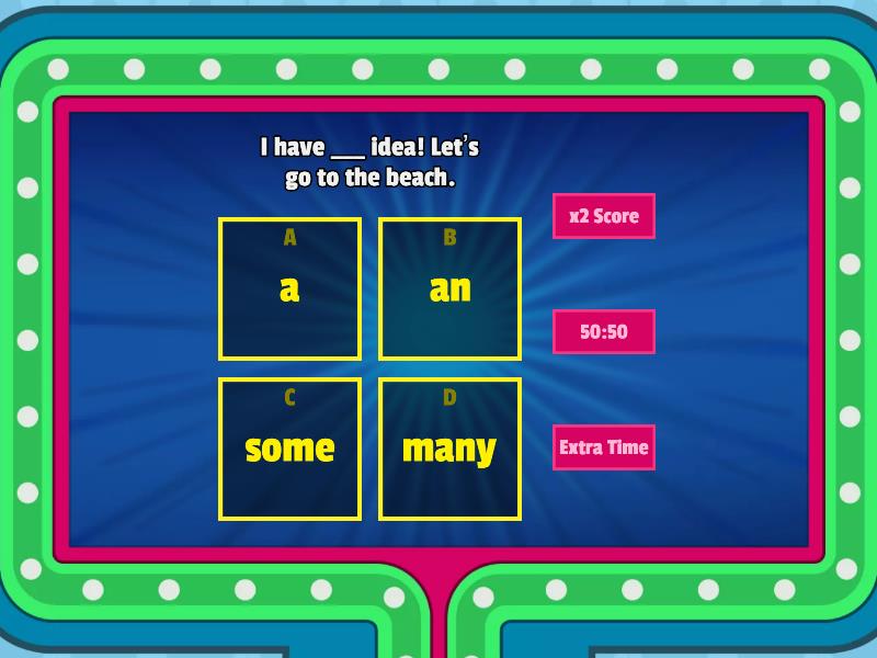 Many, much, a, an, some, any quiz! - Gameshow quiz