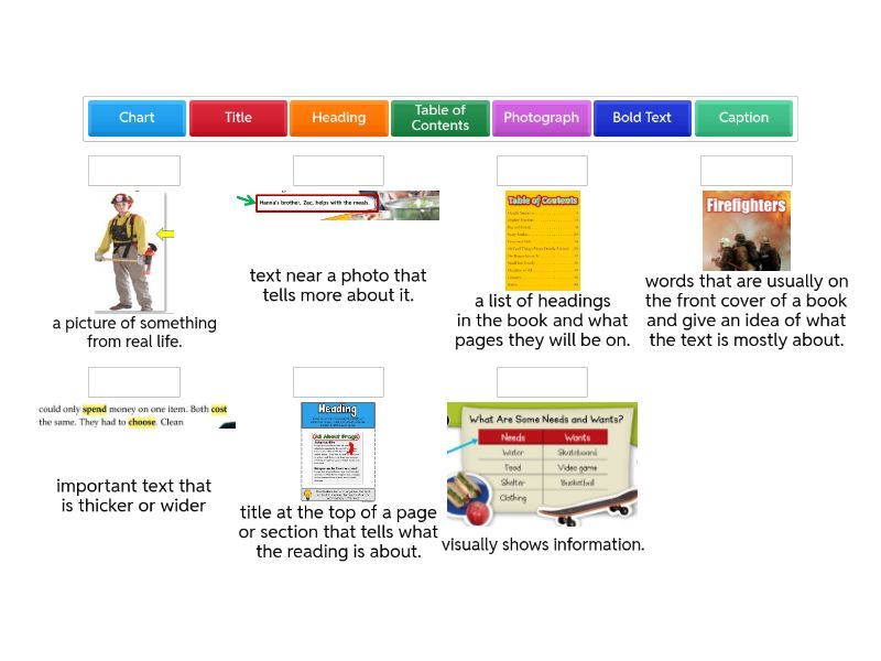 Expository Text Features - Match up