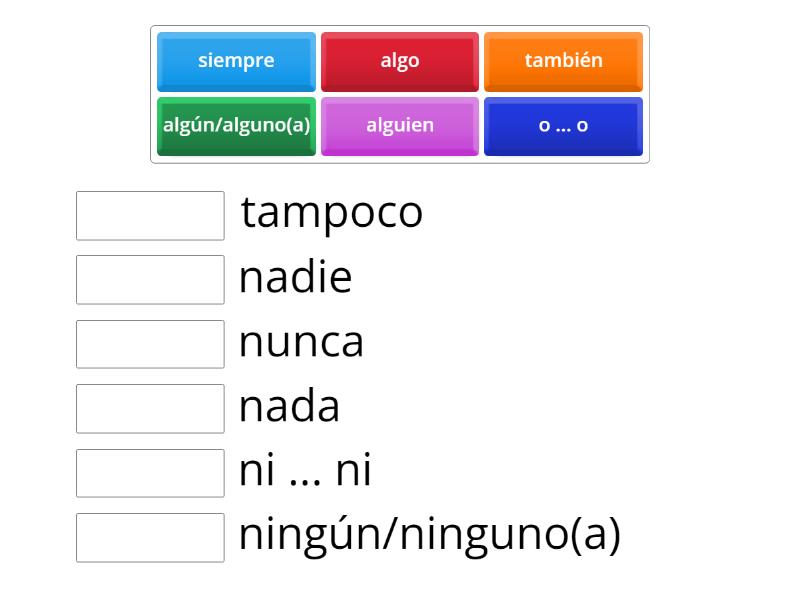 Palabras afirmativas y negativas - Match up