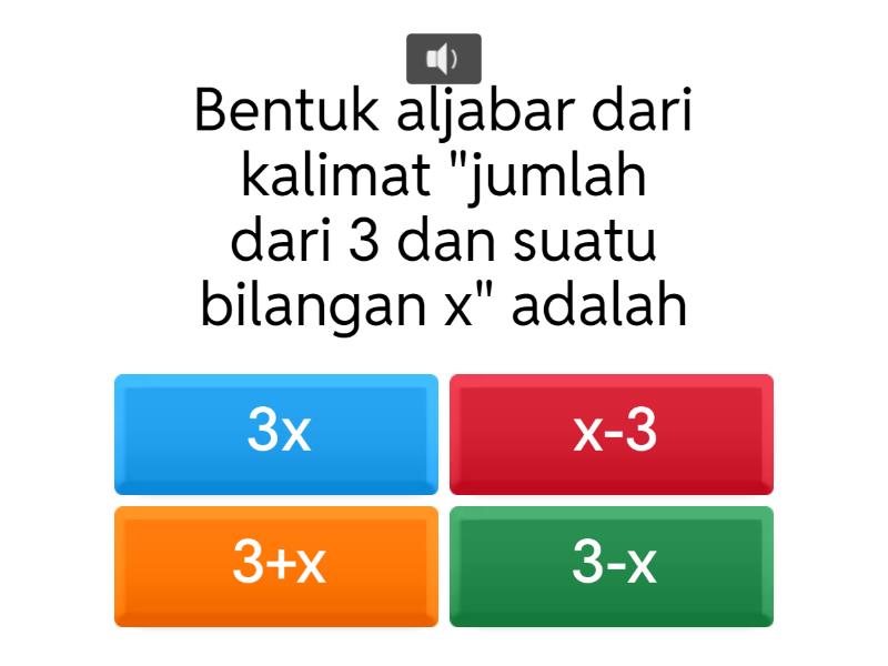 Bentuk Aljabar - Quiz