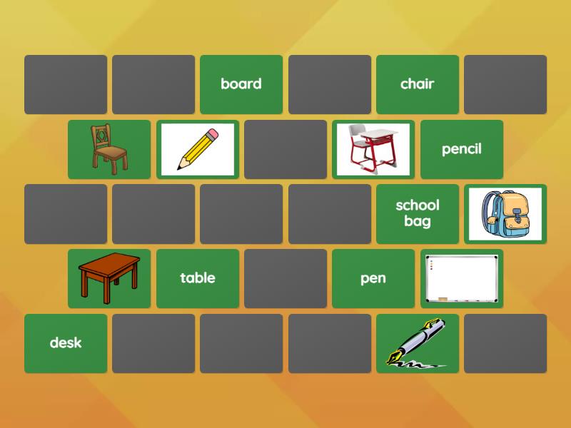 classroom objects - Matching pairs