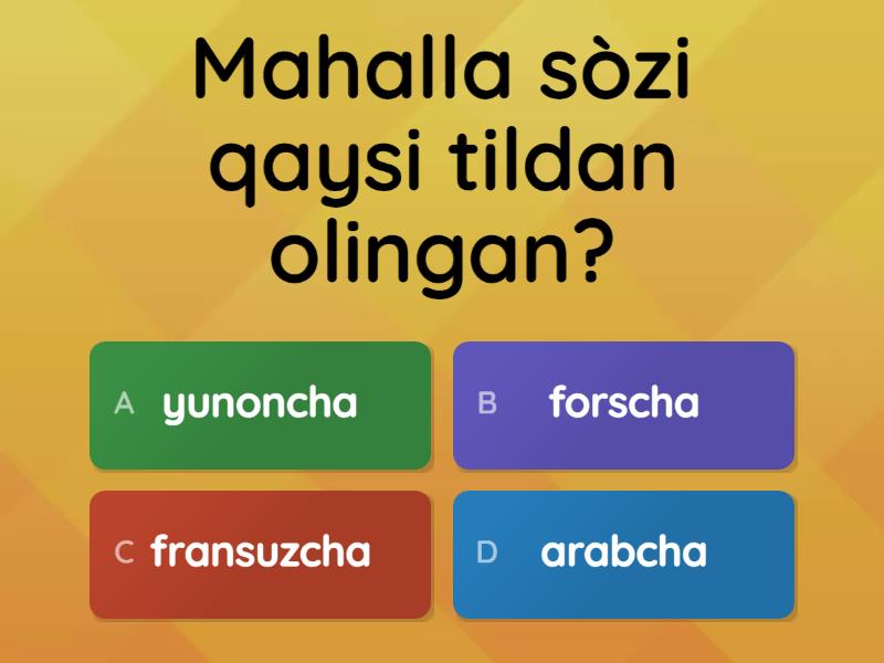 Savollar 7-sinf - Quiz