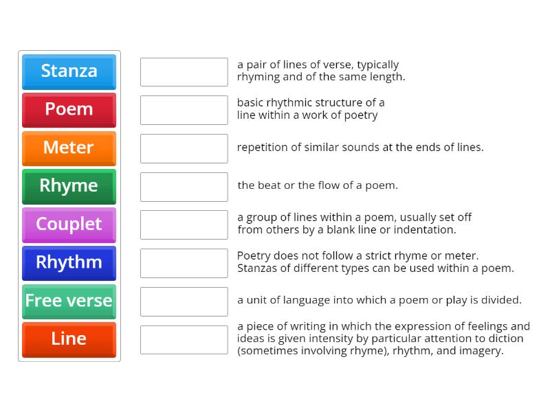 Poetry Terminology - Match up