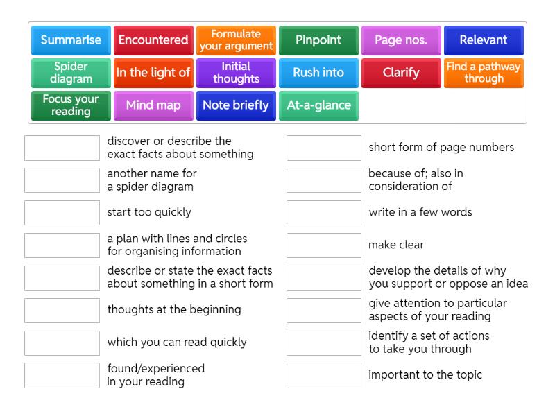MEMORY GAME – "Planning Vocabulary" - Połącz w pary