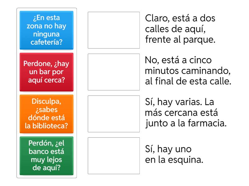 Pedir y Dar direcciones - conversación - Match up