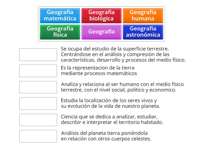 RAMAS DE LA GEOGRAFIA - Une las parejas