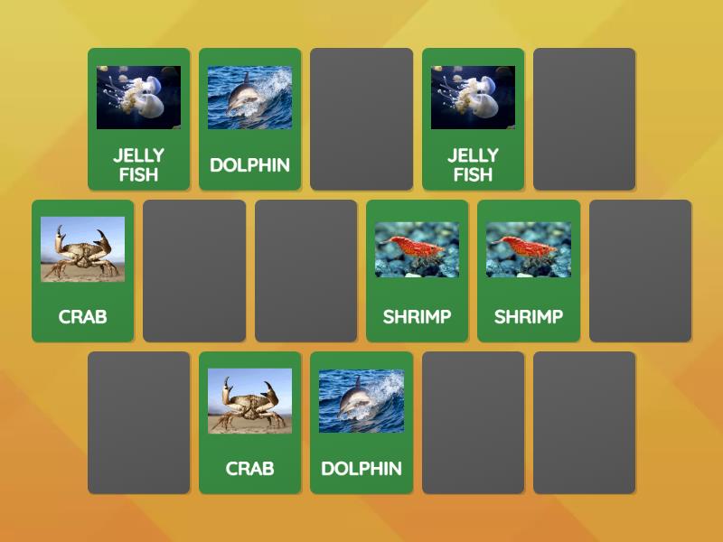 OCEAN ANIMALS MEMORY GAME - Matching pairs