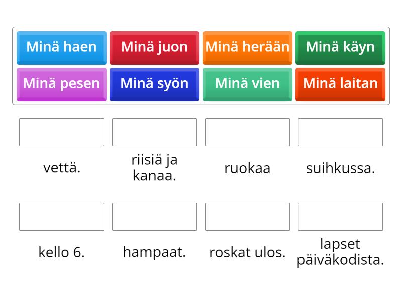 Yhdistä lauseen alku ja loppu. - Match up