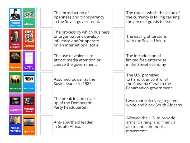U.S. Foreign Policy Since 1972 - Match up
