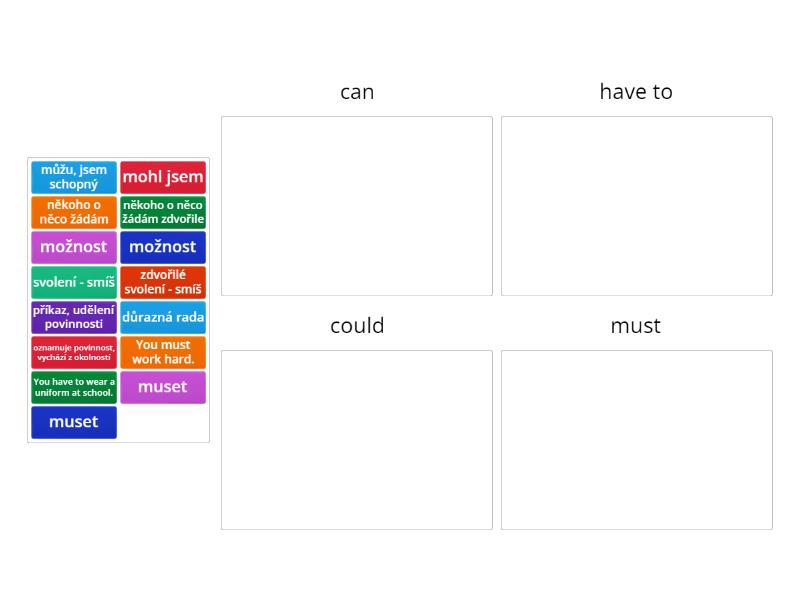 modals can, could, must, have to - Categorize