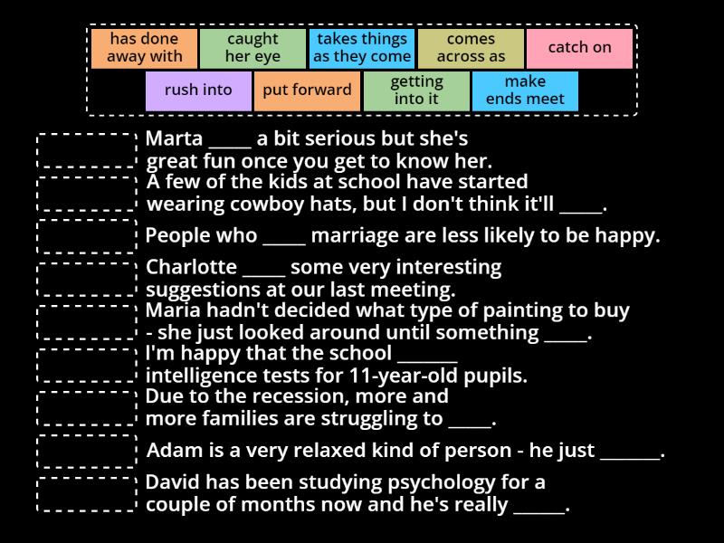 CAE: U3 Vocabulary Rev. - Match up