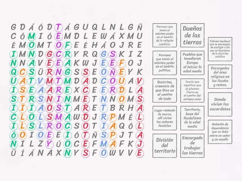 Edad media - Sopa de letras