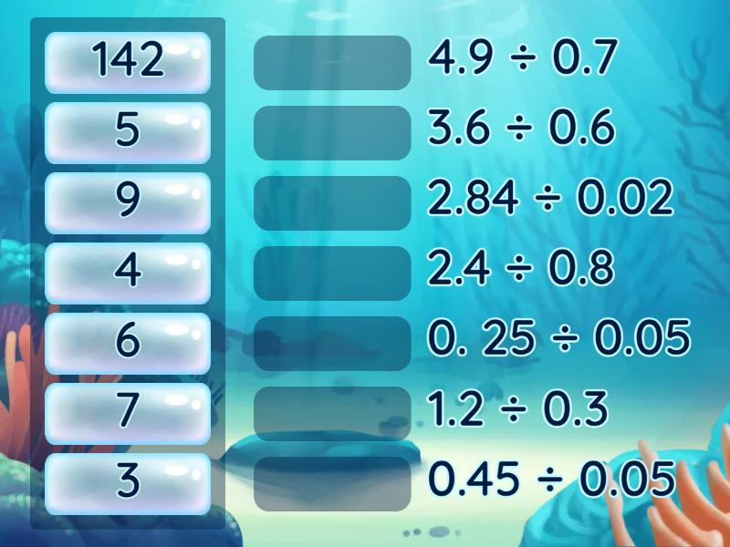 Dividing Decimals by Decimals - Match up
