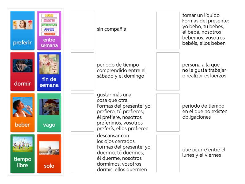 Vocabulario Tiempo libre - Match up