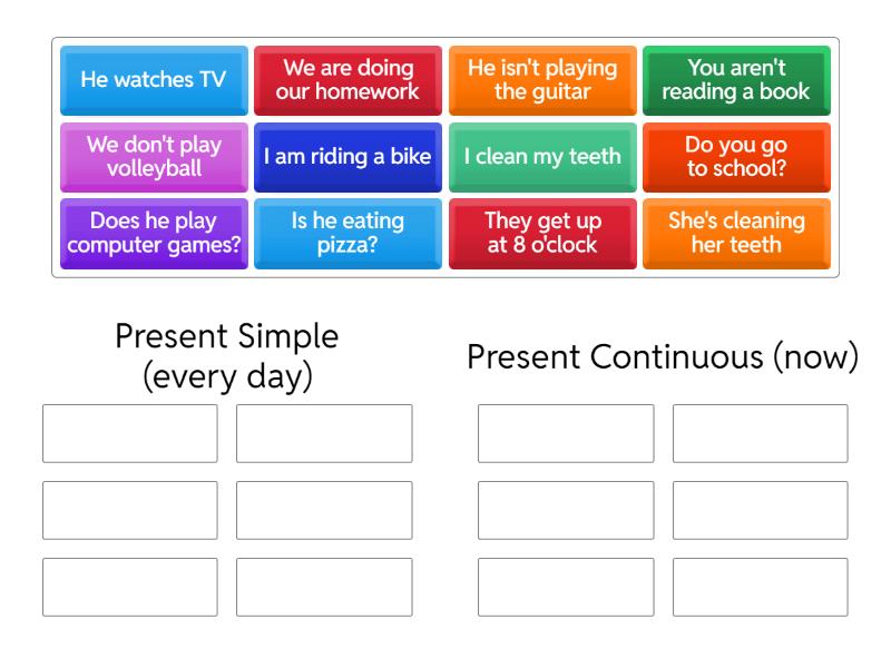 Present Continuous/Present Simple - Group sort