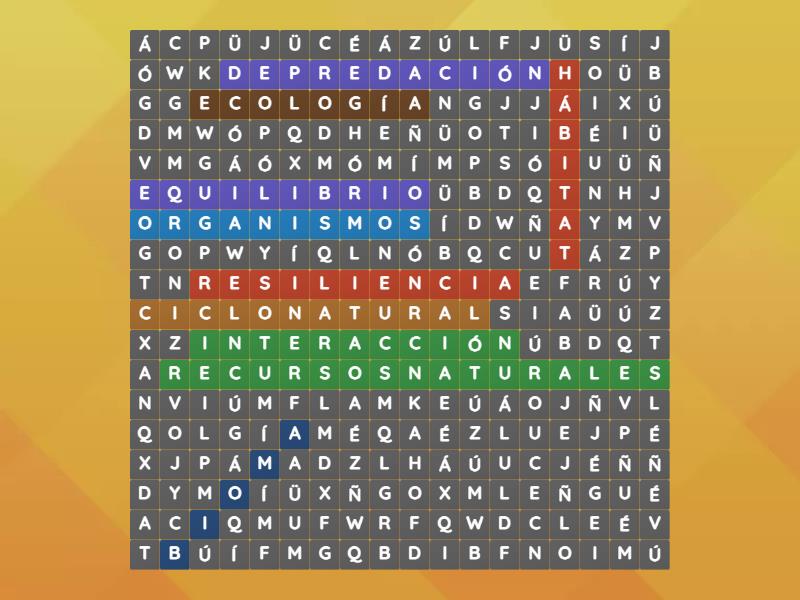 ecosistemas - Sopa de letras