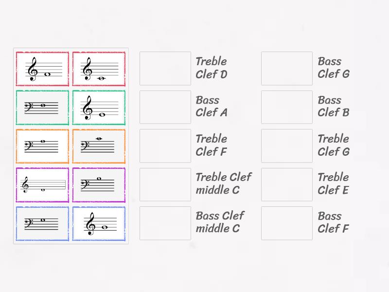 Treble AND Bass Clef Notes Letter Names - Beginner Piano - Match up