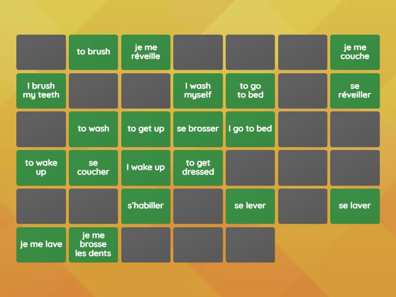 Y7 French Reflexive Verbs Practice - Matching pairs