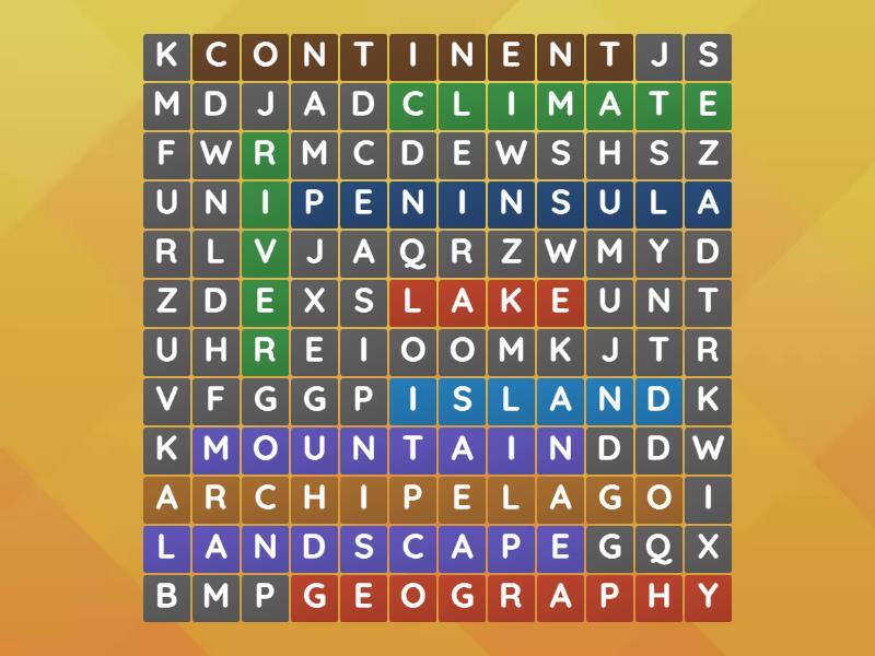 GEOGRAPHY CONCEPTS - Wordsearch