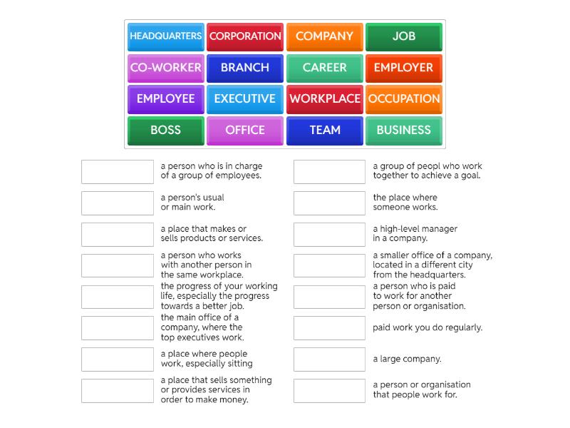 Workplace Vocabulary 1 - Match up